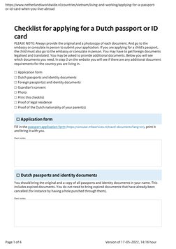 Dutch Passport Application Checklist | PDF | Identity Document | Birth ...
