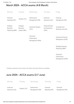 ACCA Exam Dates and Timetable 2023-2024 | PDF | Financial Services ...