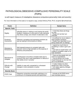 POPS: Obsessive-Compulsive Traits Assessment | PDF | Standard Score ...