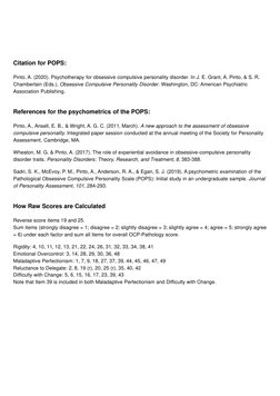 POPS: Obsessive-Compulsive Traits Assessment | PDF | Standard Score ...