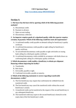 CDCS Exam Sample Questions and Answers | PDF | Letter Of Credit | Bill ...