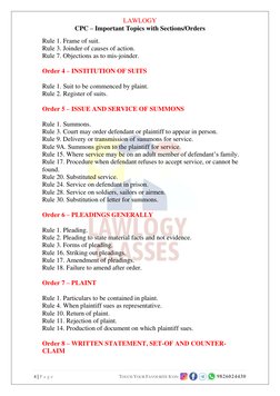 CPC Orders and Important Sections Guide | PDF | Lawsuit | Judgment (Law)