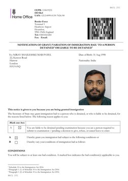 Immigration Bail Notification 201 | PDF | Bail | Crimes