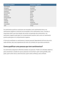 Lista de Sentimentos Positivos e Negativos | PDF | Sentimento ...