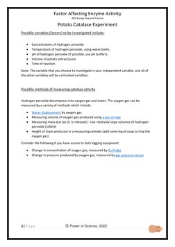 Catalase Activity in Hydrogen Peroxide Experiment | PDF | Catalase ...