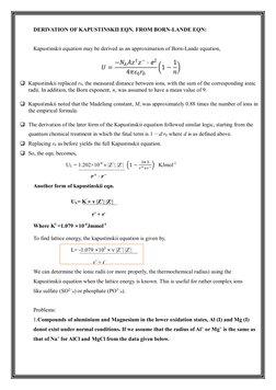 Kapustinskii Equation for Lattice Energy | PDF