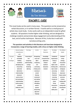 Blueback Novel Study Guide | PDF | Reading Comprehension | Cognitive ...