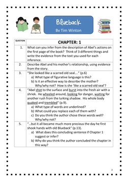 Blueback Novel Study Guide | PDF | Reading Comprehension | Cognitive ...
