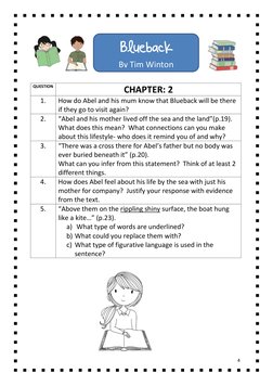 Blueback Novel Study Guide | PDF | Reading Comprehension | Cognitive ...