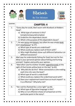 Blueback Novel Study Guide | PDF | Reading Comprehension | Cognitive ...