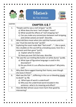 Blueback Novel Study Guide | PDF | Reading Comprehension | Cognitive ...