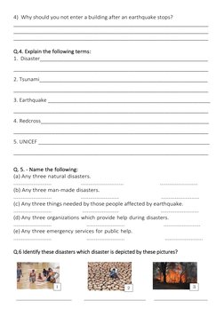 Class 5 EVS Worksheet: Earthquake Insights | PDF | Natural Disasters ...