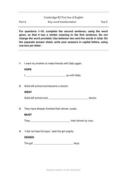 B2 Key Word Transformation Practice | PDF | Linguistics | Human ...