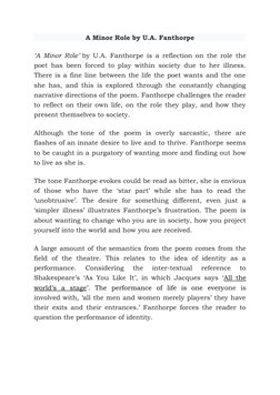 Analysis of "A Minor Role" by U.A. Fanthorpe | PDF | Poetry