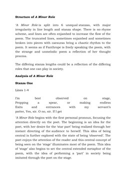 Analysis of "A Minor Role" by U.A. Fanthorpe | PDF | Poetry