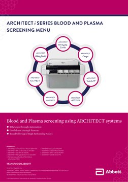 Architect i2000SR Blood Screening Overview | PDF | Assay | Blood ...