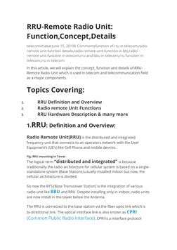 RRU-Remote Radio Unit: Function, Concept, Details: 1.: Definition and ...
