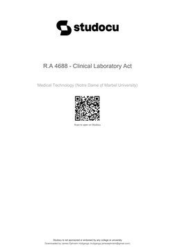 RA 4688: Clinical Laboratory Act Overview | PDF