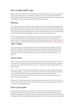 D&D 5E Trap Design Guide | PDF | Dungeons & Dragons | Trapping