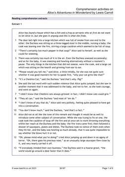 Comprehension Activities Alice in Wonderland 36187 Teachit | PDF ...