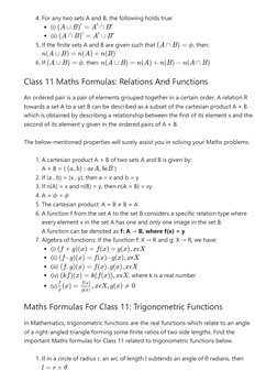 Class 11 Maths Formula Sheet | PDF | Complex Number | Trigonometric ...