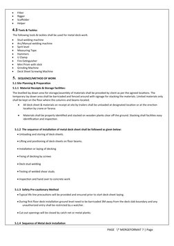 Deck Sheet Installation Method Statement | PDF | Welding | Construction