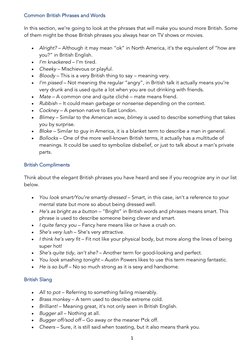 British Phrases Sentences