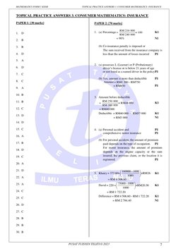 Form 5 Mathematics Practice Answers | PDF | Deductible | Insurance