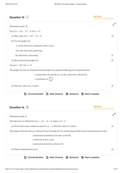 IB Math AA SL Transformations Questionbank | PDF