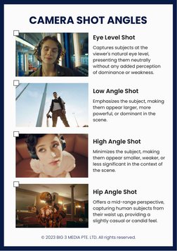 Camera Shot Angles and Sizes Guide | PDF | Close Up | Camera