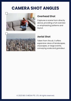 Camera Shot Angles and Sizes Guide | PDF | Close Up | Camera