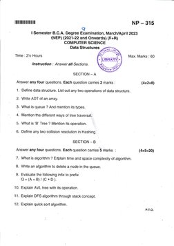BCA 2nd Sem Data Structures Exam 2023 | PDF | Matrix (Mathematics ...