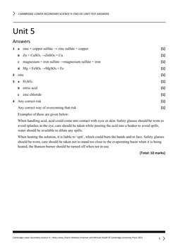 Cambridge Science 9 Unit Test Answers | PDF | Chemical Compounds ...