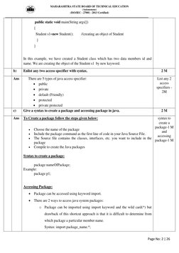 MSBTE Java Model Answer Summer 2023 | PDF | Object Oriented Programming ...