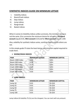 Minimum Lot Sizes for Synthetic Indices | PDF | Volatility (Finance ...