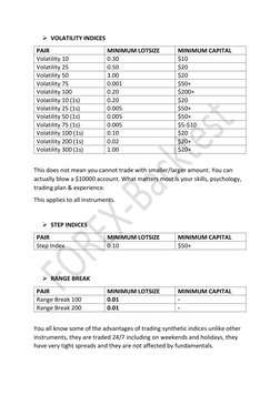 Minimum Lot Sizes for Synthetic Indices | PDF | Volatility (Finance ...