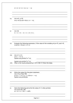 Java Output Prediction Worksheet | PDF | Integer (Computer Science ...