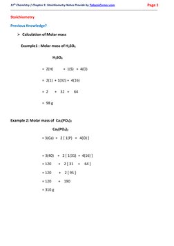Class 11 Chemistry Chapter 1 Stoichiometry | PDF | Stoichiometry | Mole ...