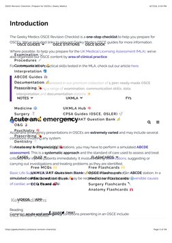 OSCE Revision Checklist - Prepare For OSCEs - Geeky Medics | PDF ...