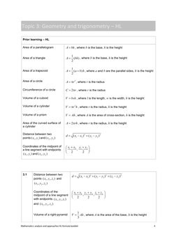 IB Math AA HL Formula Booklet 2023 | PDF | Area | Logarithm