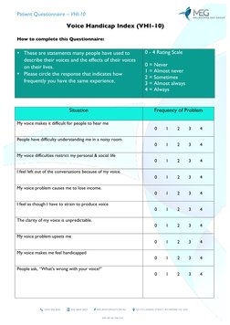 VHI-10 Patient Questionnaire Guide | PDF | Language Arts & Discipline