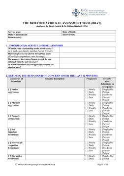 Brief Behavioral Assessment Tool (BBAT) | PDF | Behavior | Reinforcement