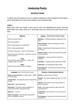 Year 7 Poetry Analysis Revision Guide | PDF | Poetry | Rhyme