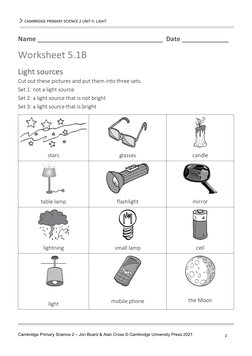 Grade 2 Light Sources Worksheets | PDF | Light