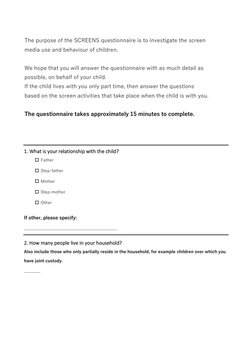 SCREENS Questionnaire for Children's Media Use | PDF | E Reader ...