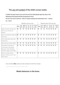 SCREENS Questionnaire for Children's Media Use | PDF | E Reader ...