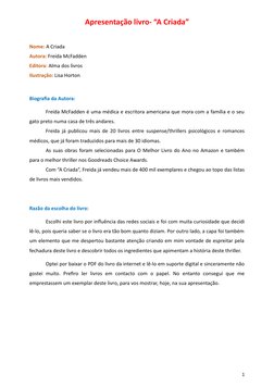 Análise do livro "A Criada" de Freida McFadden | PDF | Livros ...