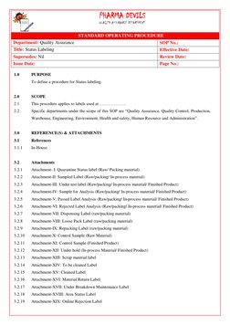 Status Labeling SOP for Pharma Industry | PDF | Quality Assurance ...