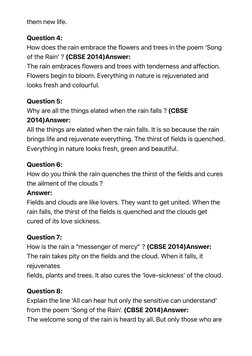 Class 9 English Literature Reader - Song of The Rain | PDF | Rain