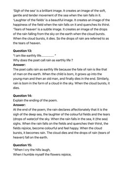 Class 9 English Literature Reader - Song of The Rain | PDF | Rain